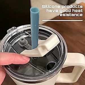 Replacement Straws for 40oz Travel Tumbler,6 Pack Reusable Silicone Straws with Cleaning Brush Compatible with Water Jug(Blue)