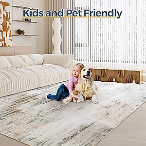 MAXYOYO 9x12 Area Rug for Living Room Bedroom, Non Slip Backing Stain Resistant Large Indoor Carpet for Indoor Office Dining Room, Abstract Home Deco Non-Shedding, Machine Washable