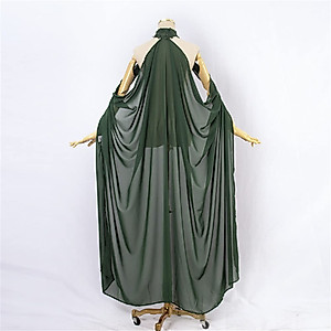 ZIXUN Women's Chiffon Halter Neck Cloak Wedding Bridal Thin Shawl Cape Ladies Long Cloak Green, One Size
