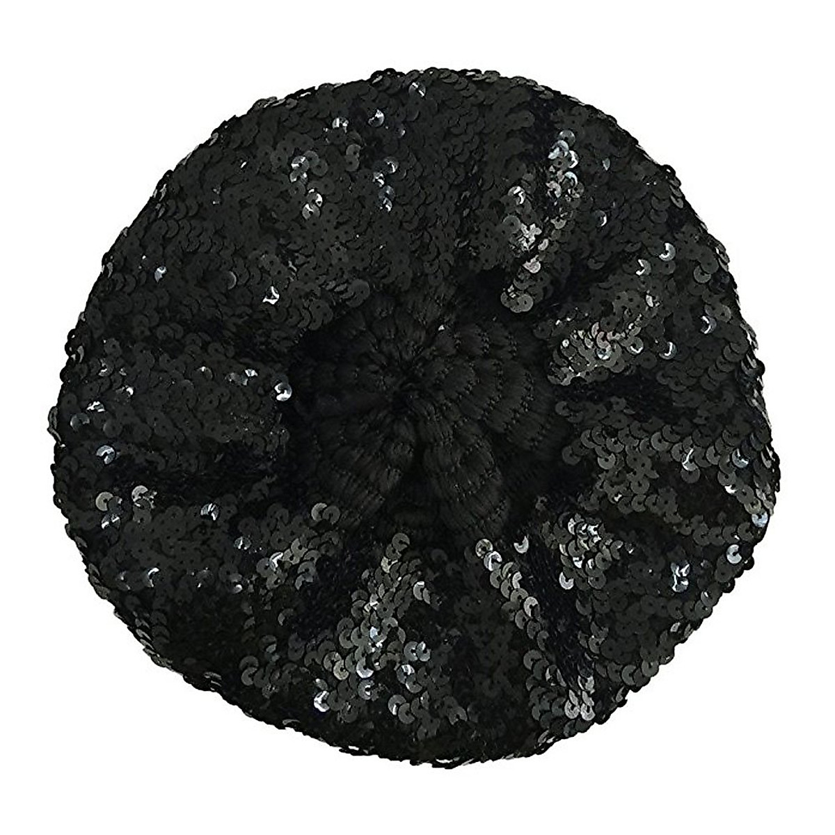 CHUANGLI Sparkly Sequins Beret Hat Glitter Mermaid Cap for Dancing Party Fancy Dress Black