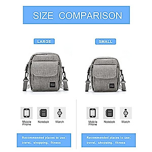 Grey Small Side Shoulder Bag Crossbody Bag for Men Women Mini Messenger Bag Satchel Bag Travel Purse Wallet Passport Holder Bag, Cell Phone Purse Neck Pouch Wallet- Unisex Large Size