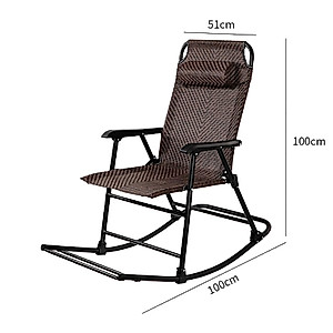 KAXLDHH Rattan Chairs Rocking Chair Outdoor Rocker Oversized Rocker, Padded Cushion Comfy Patio Chairs Camping Chairs with Steel Frame for Patio, Backyard, Balcony, Porch, 150KG Weight Capacity