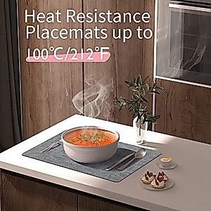 Maxpearl Faux Leather Placemats Set of 6 - Waterproof - Wipe Clean - Heat Resistant - Anti Slip Dining Table Place Mats, Suitable for Indoor & Outdoor Use, 17’’×12’’, Grey