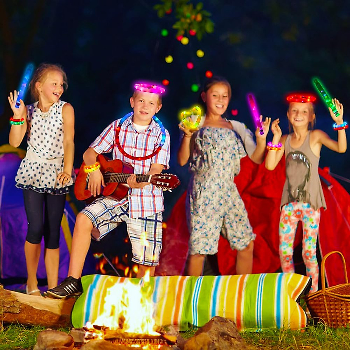 24 pcs Light Up Glow Sticks, LED Pop Tubes Party Favors for Kids 4-8 Glow in The Dark Party Supplies Fidget Toys Tubes for Halloween Birthday Gifts Xmas Stocking Goodie Bags Stuffers Wedding Decor