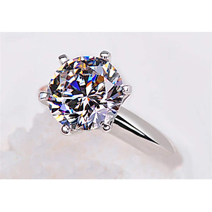 AINUOSHI 1/2/3/4 Carat Moissanite Engagement Rings for Women, 925 Sterling Silver Solitaire Round Cut (10mm) Diamond Wedding Band D-E Color Grade Gift for Wedding Anniversary