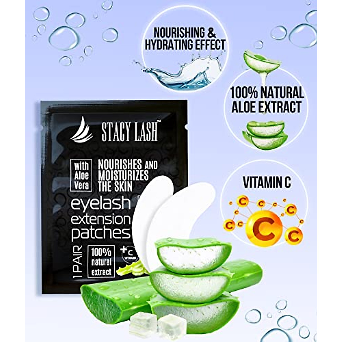 STACY LASH Eyelash Extension Shampoo 1US Gal & 100 Pairs Set Under Eye Gel Pads/Eyelid Foaming Cleanser/Safe Makeup & Mascara Remover/Lint Free Patches/Professional Supplies and Beauty Tools