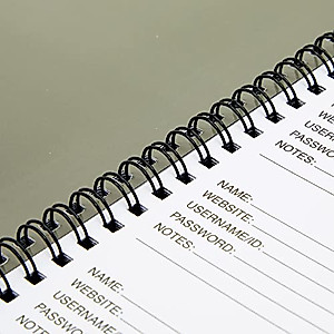 Juvale 2 Pack Spiral Password Notebook with Alphabetical Tabs, Internet Address Keeper Logbooks, Grey/Black (6x7 In)