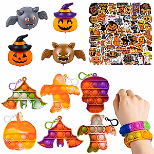 Sibucor 104 Pcs Halloween Party Favors for Kids, Pop It Fidget Toys, Classroom Prizes, Pinata Filler Goody Bag Stuffers, Treasure Box Toys, School Rewards,Treasure Chest Carnival Prizes Bulk Toys