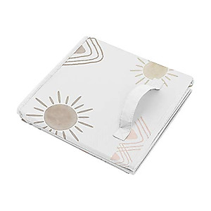 Sweet Jojo Designs Boho Desert Sun Foldable Fabric Storage Cube Bins Boxes Organizer Toys Kids Baby Childrens - Set of 2 - Blush Pink Mauve Gold Taupe Bohemian Watercolor Mountains Southwest