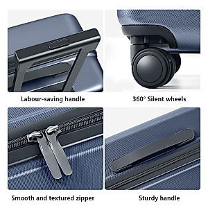 AnyZip Luggage Expandable(only 28") Suitcases with Spinner Wheels PC+ABS Hardshell TSA Lock 28Inch Navyblue