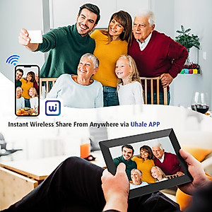 MaxAngel Digital Picture Frame 10.1 Inch WiFi Electronic Photo Frame 32GB Storage SD Card Slot Desktop IPS Touch Screen HD Display Auto-Rotate Slideshow Share Videos Photos Remotely Via Uhale App