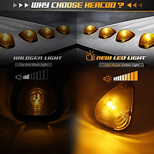 HERCOO Smoke Roof Cab Marker Lights Lens w/LED Assembly Aftermarket Replacement Compatible with Ford F150 F250 F350 F450 F550 Super Duty (Qty:5)