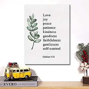 Christian Canvas Wall Art Galatians 5:22 Fruit of the Spirit Canvas Print Positive Scripture Canvas Painting Home Wall Decor Framed Gift 12x15 Inch