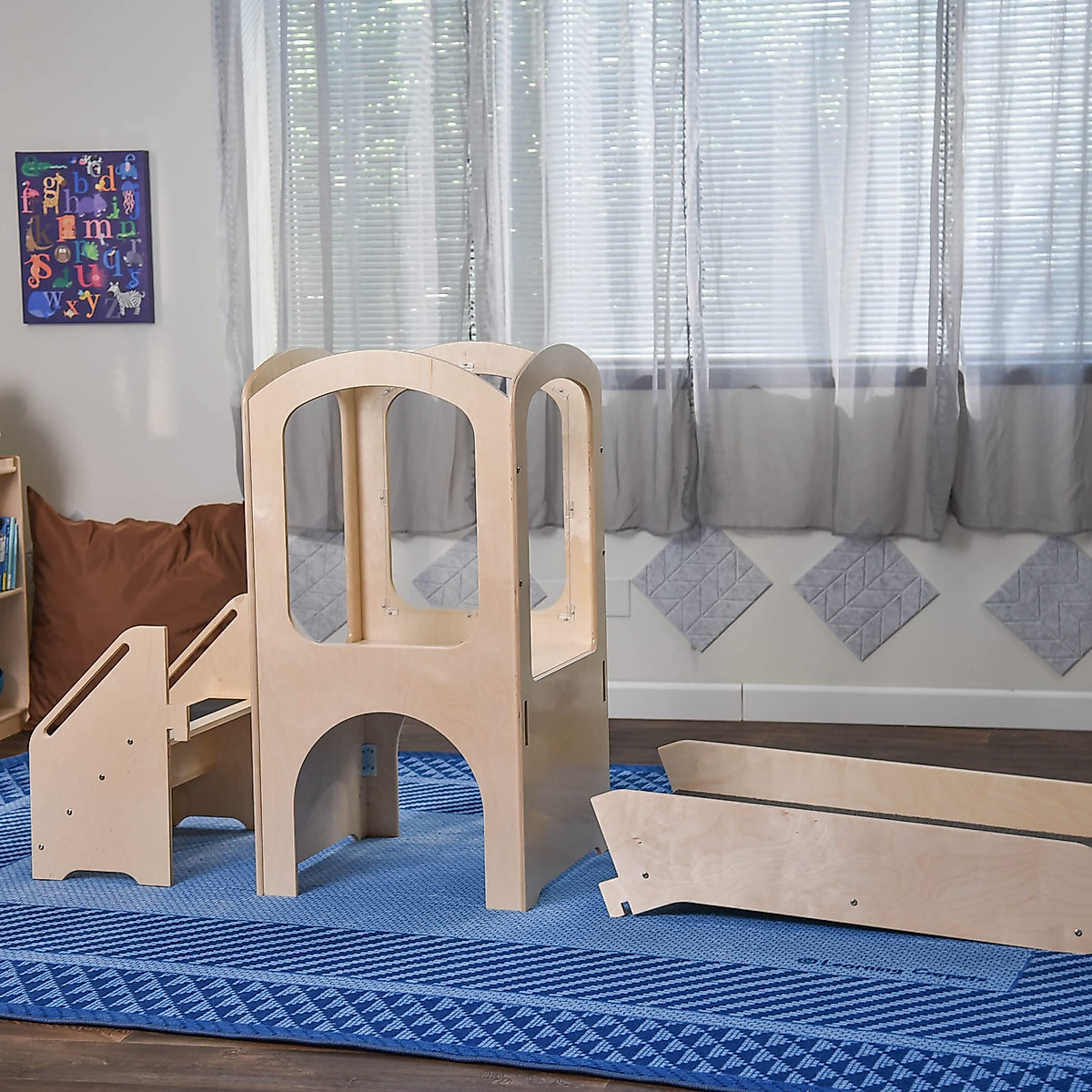 Children's Factory-ANG1617 Toddler Loft Set, Kids Indoor Play Equipment, Sliding/Climbing/Crawling Toys for Preschool/Daycare/Playroom, Wooden Classroom Furniture