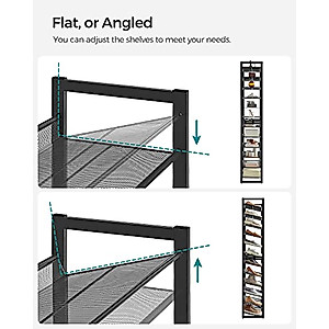 SONGMICS Shoe Rack, 12-Tier Tall Metal Shoe Storage Organizer for Closet, Entryway, Garage, Set of 2 6-Tier Big Stackable Shoes Rack Shelf, Adjustable Feet & Slanted Shelves, Holds 48-60 Pairs, Black