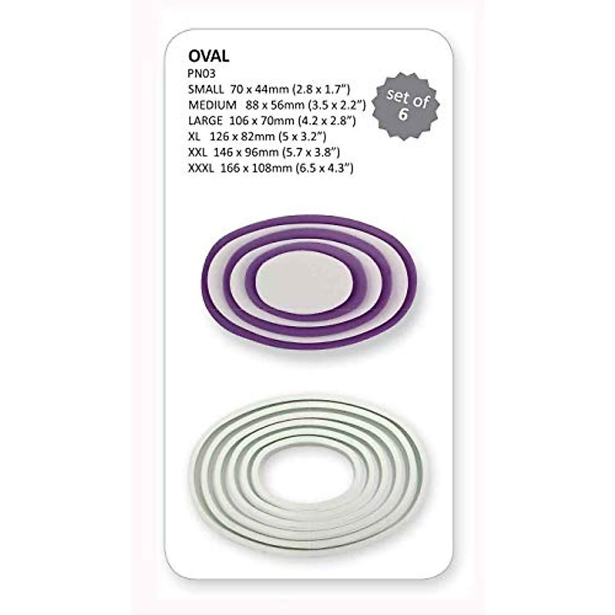 PME Oval Cutters, for Cake Decorating, Set of 6