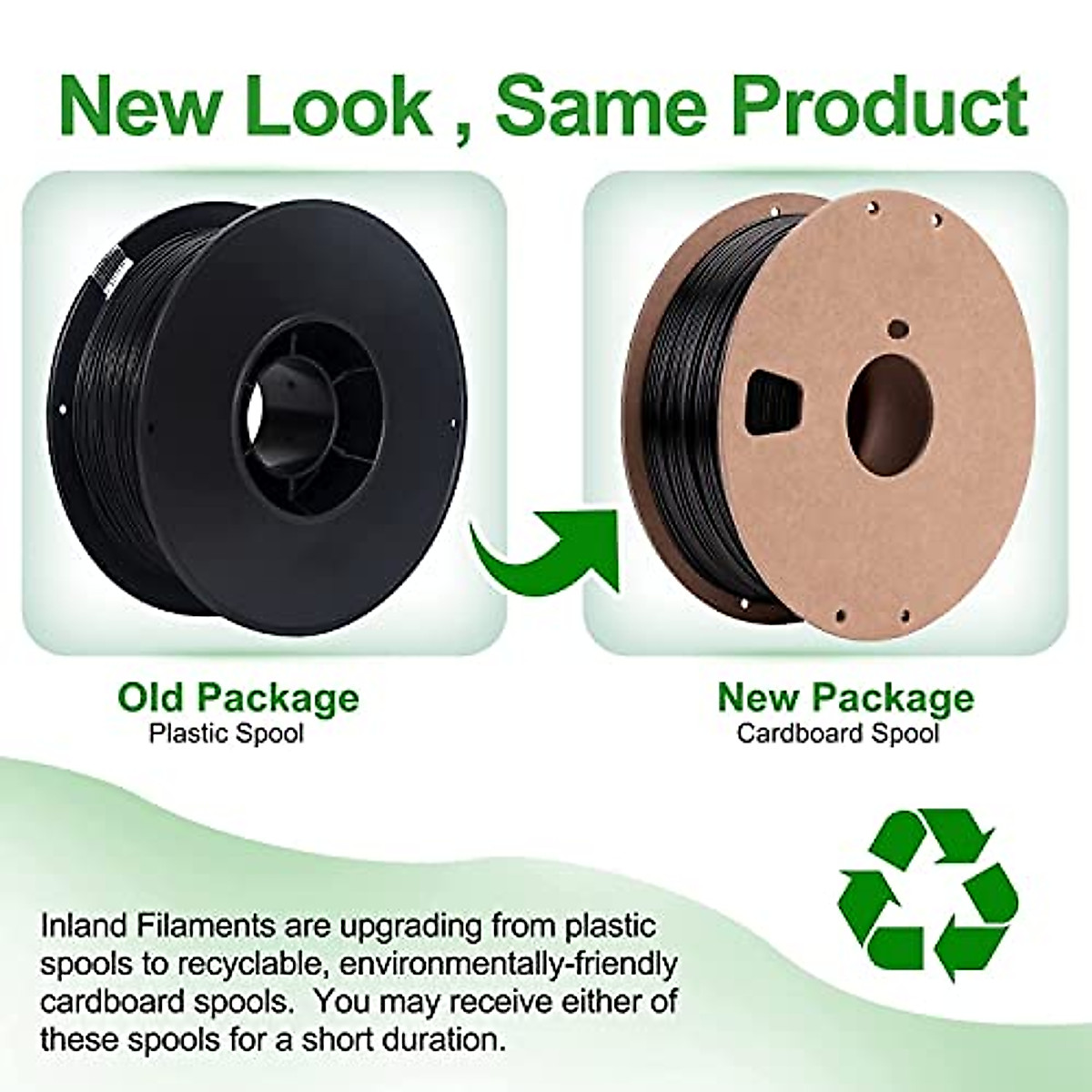 Inland 1.75mm ABS 3D Printer Filament, Dimensional Accuracy +/- 0.03 mm - 1kg Cardboard Spool (2.2 lbs) - Fits Most FDM/FFF Printers - Black