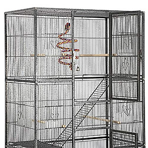 Yaheetech 69-Inch Extra Large Bird Cage Metal Parrot Cage for Mid-Sized Parrots Cockatiels Conures Parakeets Lovebirds Budgie Finch, Black