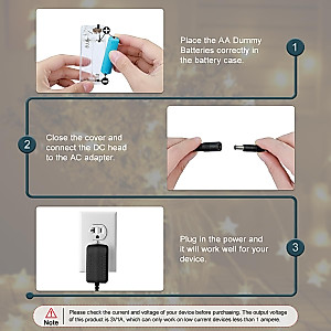 Lenink AC Power Supply Adapter for AA Battery, Replace 2 AA Battery for Pumpkin Lantern, LED Light, Thermostat, Table Lamp, Motion Sensor Trash Can (Black)