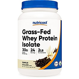 Nutricost Grass-Fed Whey Protein Isolate (Vanilla) 2LBS - Non-GMO, Gluten Free, Natural Flavors