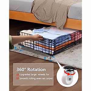 Airhercs 4Pack XXXXXX-Large Underbed Storage With Wheels,Under Bed Shoes Storage,Under Bed Baskets,Under Bed Organizer,Under Bed Storage,Rolling Under Bed Drawers For Clothes,Books,Toys,Blankets