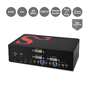 SIIG 2-Port DVI Dual-Link KVM Switch Smart Console with USB 3.0 Multi-Media (CE-DV0111-S1)