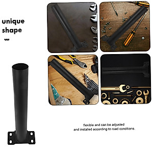 POPETPOP 1 Set Solar Street Light Bracket Light Supplies Lamp Supply Solar Spot Light Street Light Pole Solar Spotlight Light Mount Light Poles Support Pole Lamp Pole Galvanized Steel Black