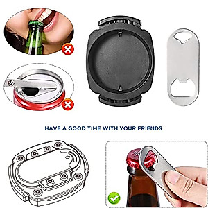 Can Opener Manual Beer Hand Held Safety Easy Camping Side Cut Can Openers Cover Smooth Edge, with Bottle Opener Black