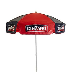 DestinationGear Heininger 1378 Cinzano Red and Blue 6' Vinyl Patio Pole Umbrella