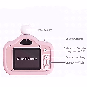 Kids Digital Camera, Portable 1080P Toy Camera, 2000MP HD Camera Toys for 3–10 Year Old, 2.4 Inch Camera for Children, 32GB SD Card, for Girls and Boys (Pink)