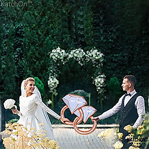 KatchOn, Rose Gold Bride To Be Balloons - 32 Inch Diamond Ring Balloon, Rose Gold Bride Balloons and Heart Balloons | Bachelorette Party Decorations | Bridal Shower Decorations | Bachelorette Balloons
