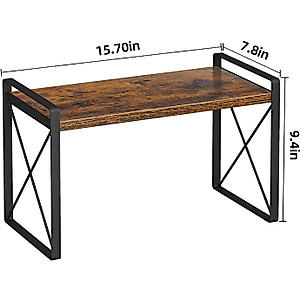 Giikin Countertop Shelf Organizer, Cupboard Stand Spice Rack, Retro Style Cabinet Shelf for Pantry, Kitchen, Bathroom, Reading Room, Bedroom to Save Space (15.7 Inches, Rustic Brown)