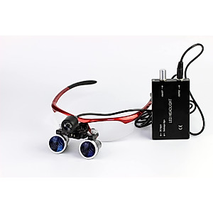 S&Dent Dental Medical Surgical Operation Magnifying 2.5X Loupes with Clinic Short Style Headlight for Astigmatism Kit Color Randomly