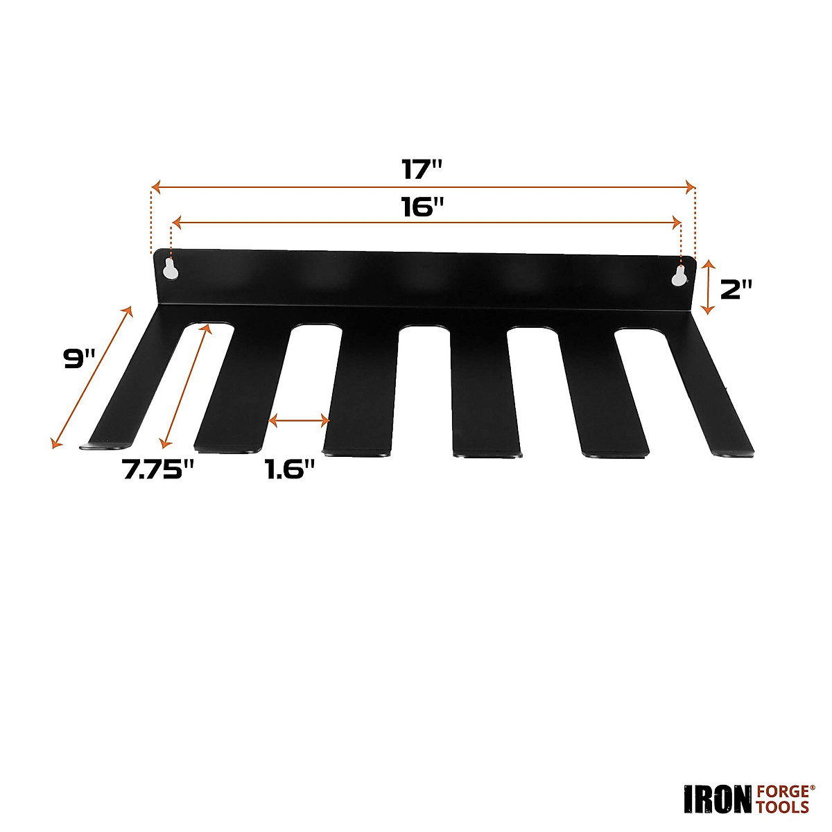 Iron Forge Tools Power Tool Organizer for Shop & Garage - Heavy Duty Drill Power Station, Wall Mounted Rack With 5 Drill Storage Slots - Fully Assembled - Solid Steel Workshop Organization and Storage