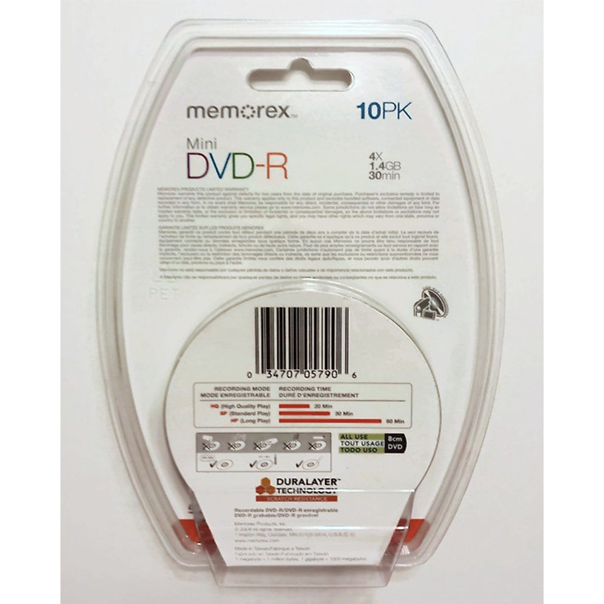 Memorex 1.4GB Mini DVD-R Media, 10 pack