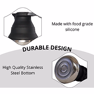 White Pine Collective Black Collapsible Silicone Kettle 50.72 oz - camping coffee pot, travel kettle, collapsible kettles for boiling water, small portable silicone tea kettle, outdoor camp pot