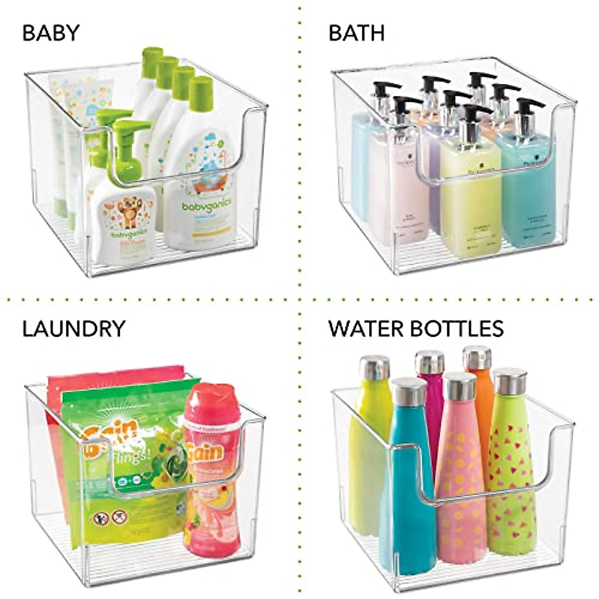 mDesign Plastic Home Storage Organizer Bin for Cube Furniture Shelving in Office, Entryway, Closet, Cabinet, Bedroom, Laundry Room, Nursery, Kids Toy Room - Open Front - 2 Pack - Clear