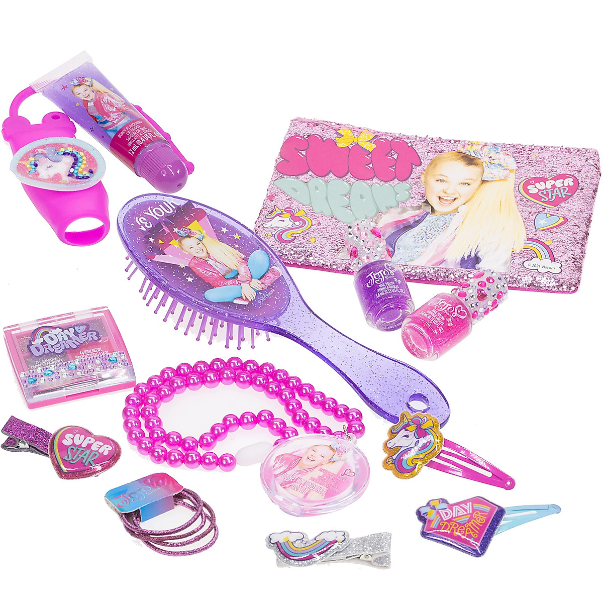 JoJo Siwa - Townley Girl Cosmetic Makeup Gift Box Set includes Lip Gloss, Nail Polish, Hair Accessories and more! for Kids Teen Girls, Ages 3+ perfect for Parties, Sleepovers and Makeovers