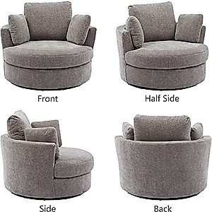 VUMALL 42" W Small Loveseat Sofa Couch, Swivel Barrel Chairs for Bedroom 360 Degree Swivel Accent Chairs for Living Room, Chenille Fabric Club Chair Chaises Lounges for Living Room/Office/Hotel, Grey