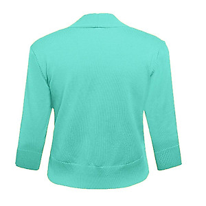 AAMILIFE Women's 3/4 Sleeve Cropped Cardigans Sweaters Jackets Open Front Short Shrugs for Dresses Mint Green S