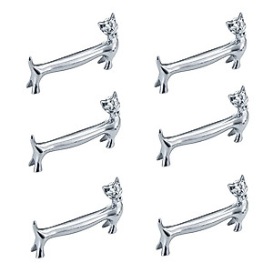 IUAQDP 6 Pieces Cat Chopsticks Holders, Metal Bow Tie Cat Chopstick Rest Racks, Silver Chopstick Pillow Stands for Spoon Fork Knife Tableware Brush Home Restaurant Craft Table Decoration