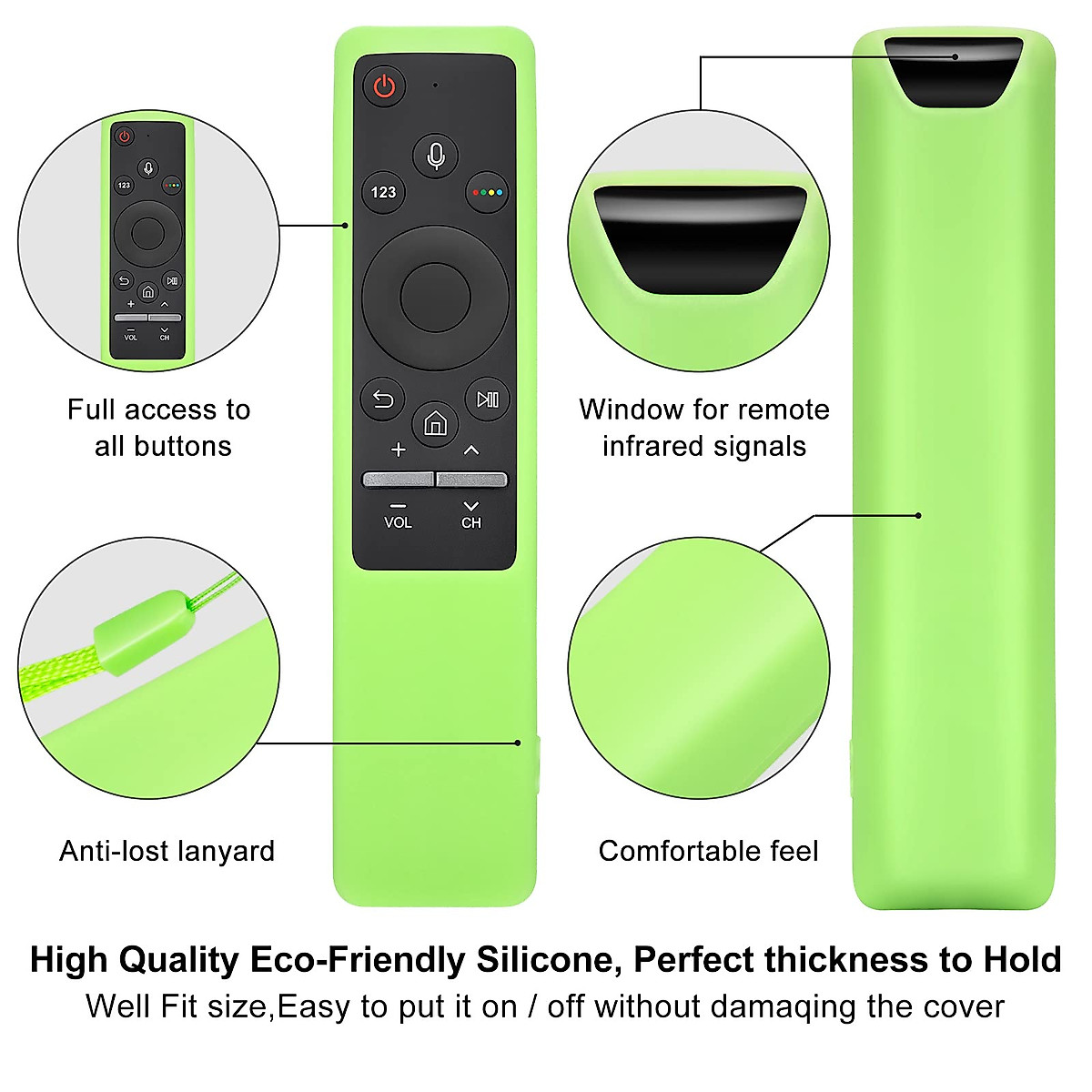 【2 Pack】 Silicone Protective Case for Samsung TV Remote Glow in The Dark, Remote Cover for Samsung Smart TV Remote BN59 Series, for BN59-01266A/BN59-1312A/BN59-01260A(Luminous Green + Blue)