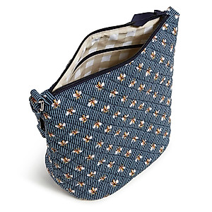 Vera Bradley Women's Cotton Bucket Crossbody Purse, Bees Navy - Recycled Cotton, One Size
