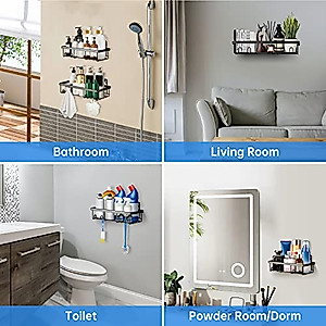 VIEWSHINE Shower Caddy Bathroom Organizer Shower Shelves with Soap holder and Hooks Organization and Storage Rustproof SUS304 Stainless Steel for Shampoo Conditioner Sponge Razor Toilet Kitchen