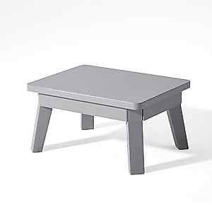 HOUCHICS Wooden Step Stool,One Step Stool for Adult Kids,Gray Wood Bedside Step Stool for Kitchen,Bathroom,Bedroom(Gray)