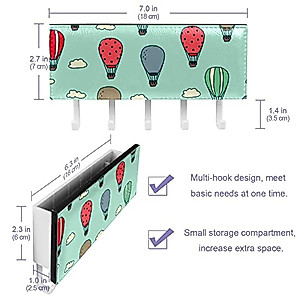 Coat and Hat Hook Rail Wall Hooks, Leather Hook Rack Wall Mounted, Hooks for Hanging Towel Key Purse Kitchenware Doodled Air Balloons in The Sky