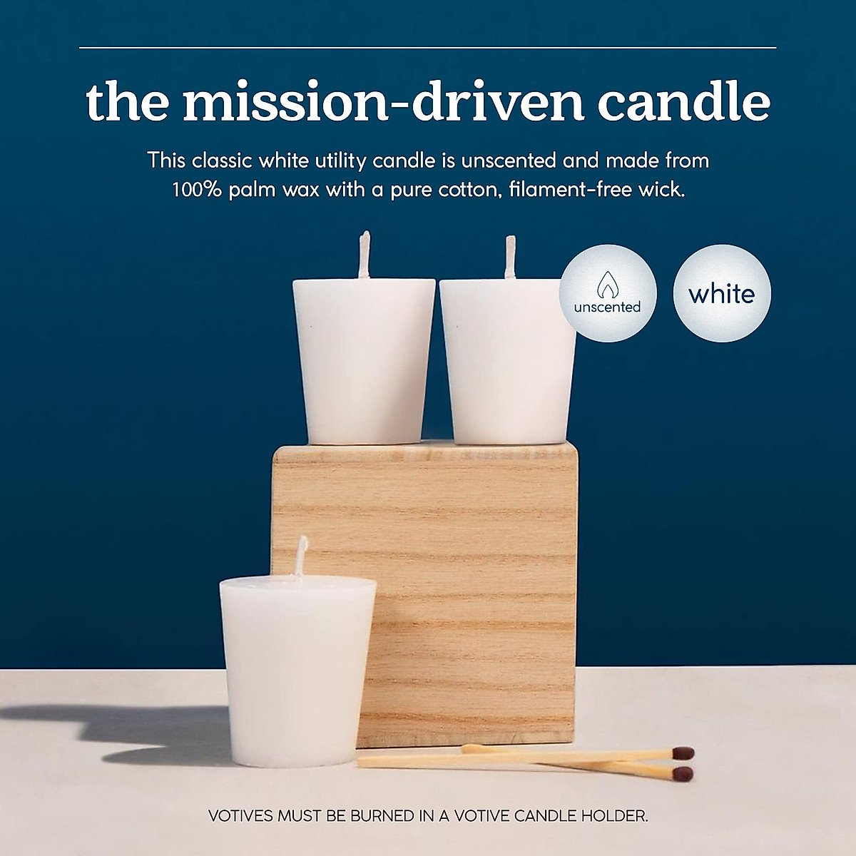 GoodLight Paraffin-Free Votive Candles, Vegan Palm Wax, Clean-Burning and All-Natural Votive White Candles | 15-Hour Burn Time (32 Unscented Votive Candles)