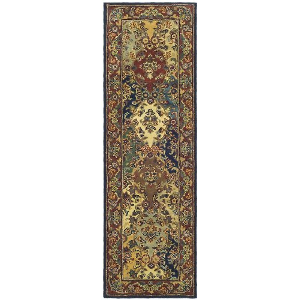SAFAVIEH Heritage Collection Runner Rug - 2'3" x 12', Beige & Burgundy, Handmade Traditional Oriental Wool, Ideal for High Traffic Areas in Living Room, Bedroom (HG911B)