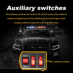 YHAAVALE CJB200P Amplifier Police Siren & Black Plastic Square Speaker,DC12V 200W 9 Tones Wired Handheld Microphone Loudspeaker Emergency Siren Electronic PA System