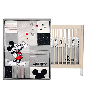 Lambs & Ivy Disney Baby Magical Mickey Mouse 3-Piece Crib Bedding Set - Gray